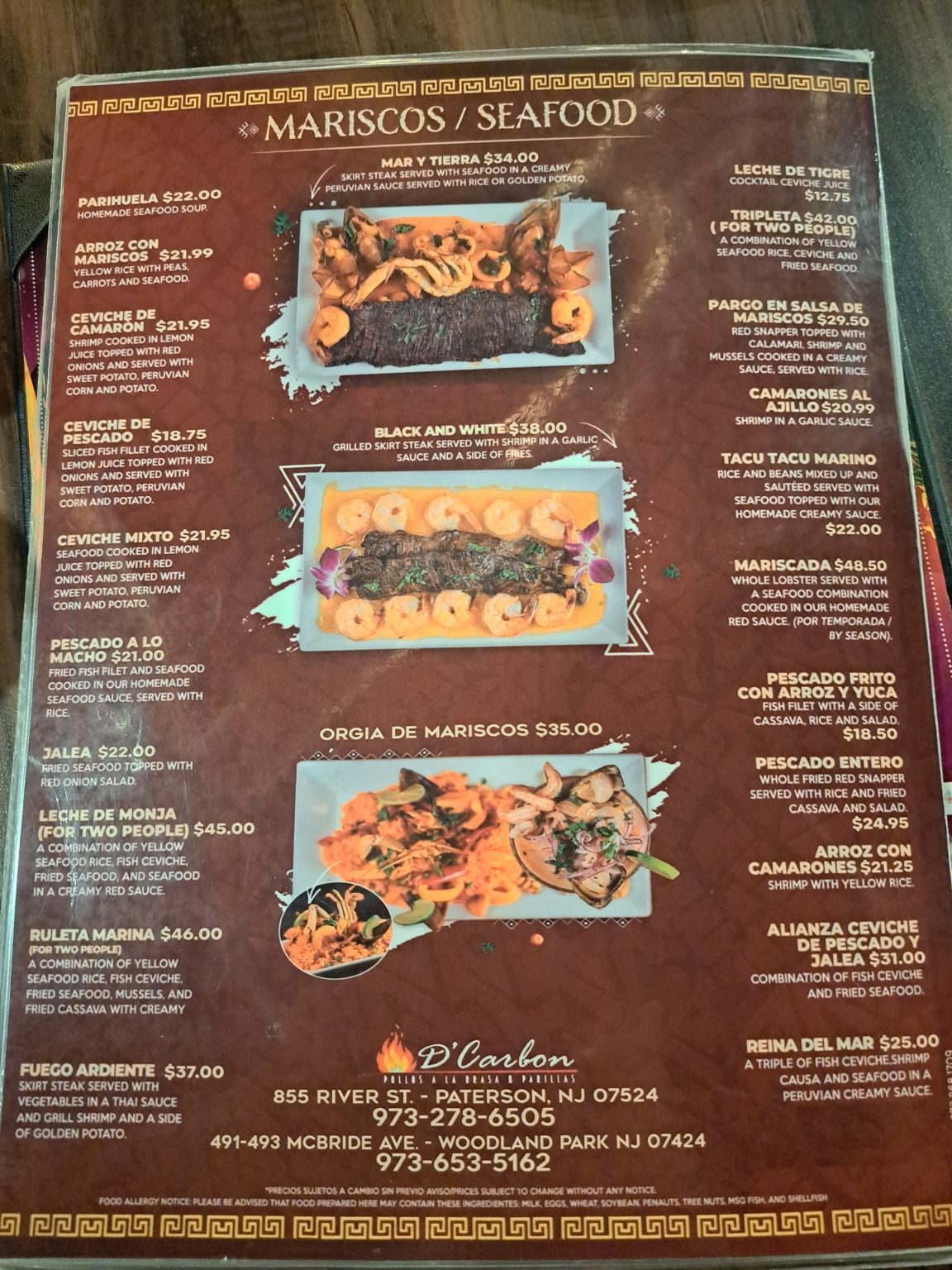 D'Carbon Restaurant Menu (update September 2025)
